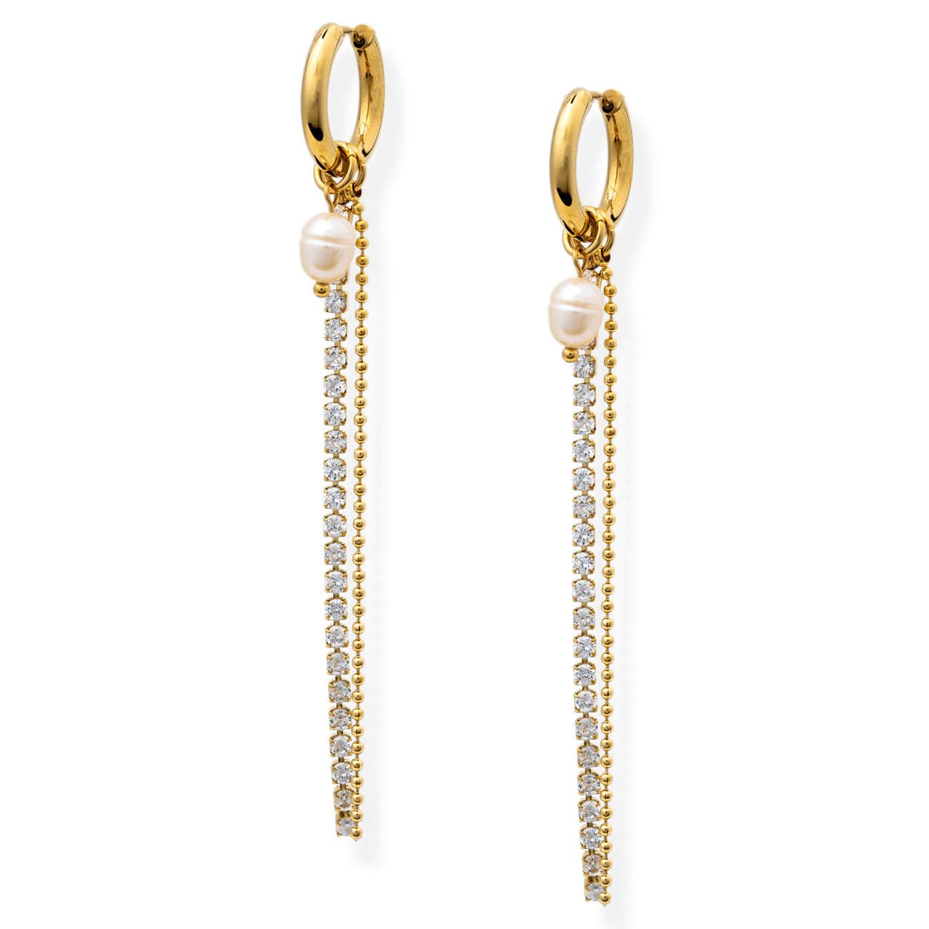 Capri Drop Huggies Earrings with Pearl Accent – Water Resistant & Hypoallergenic, Bracha x ...