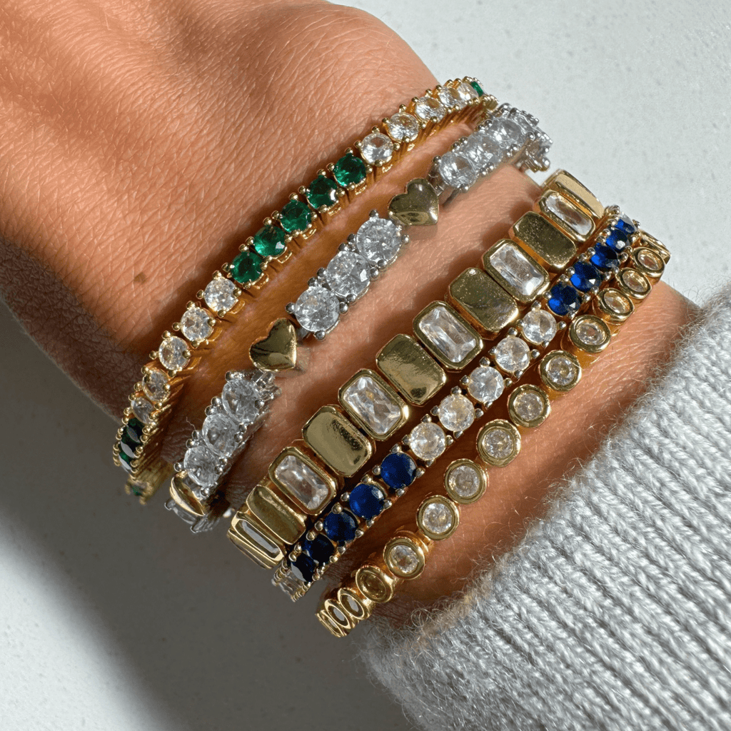 Legacy Tennis Bracelet – Emerald or Sapphire CZ Gold-Filled Bracelet – BRACHA