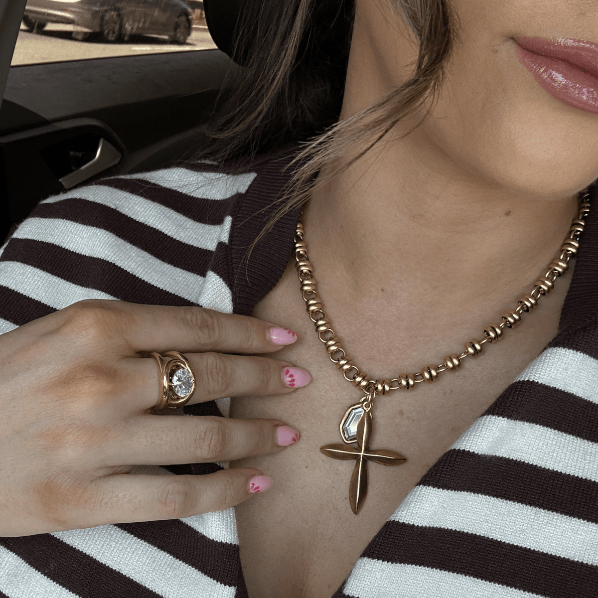 Omega Ring – Gold-Plated Stainless Steel Ring with Diamond Accent – BRACHA