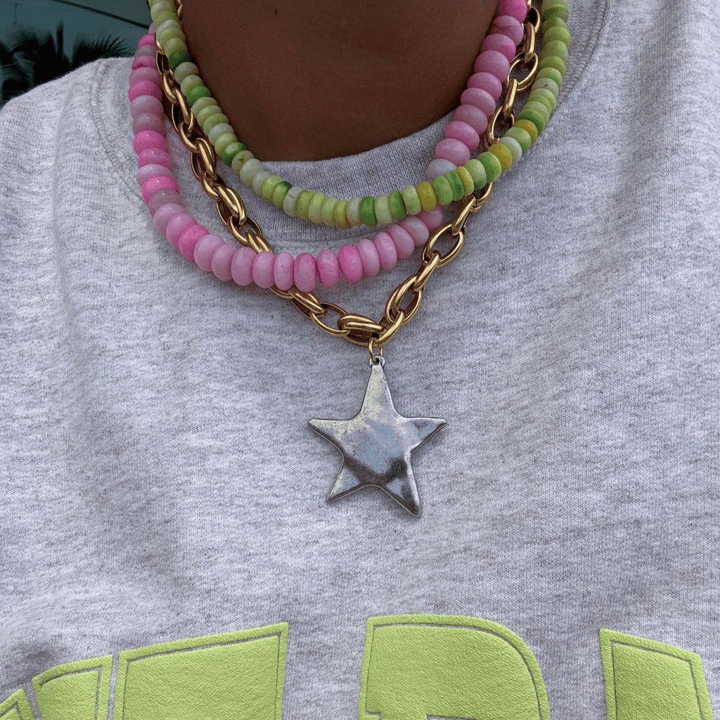 Star Shine Two Tone Necklace – Silver & Gold Star Pendant – BRACHA
